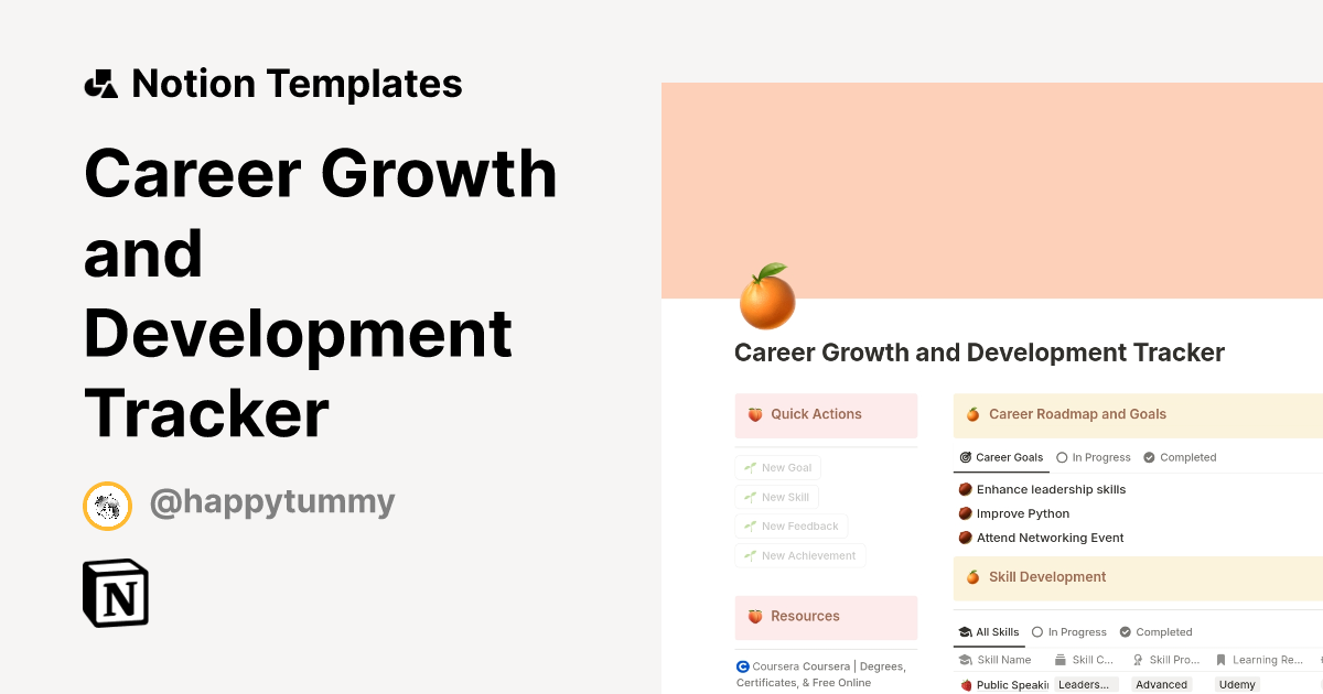 Career Growth and Development Tracker Template by happytummy | Notion ...