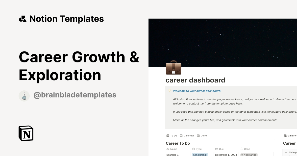 Career Growth & Exploration Template | Notion Marketplace