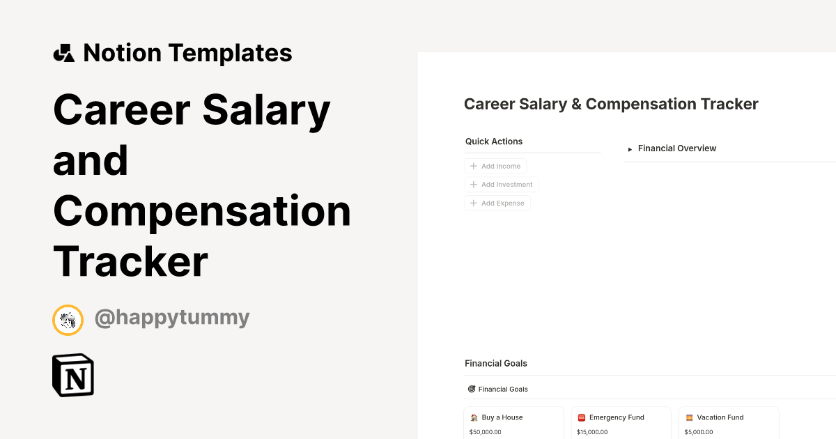 Career Salary and Compensation Tracker Template by happytummy | Notion ...