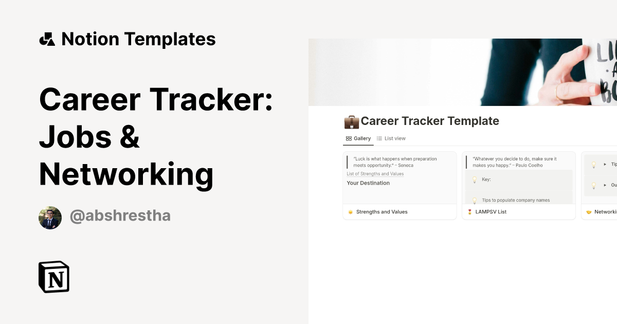 Career Tracker: Jobs & Networking Template by AB Shrestha | Notion Marketplace