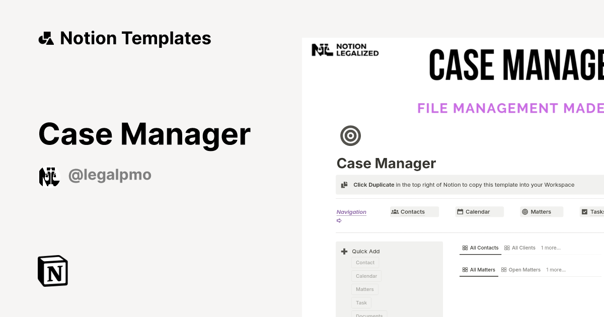 Case Manager Template | Notion Marketplace