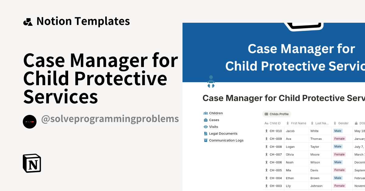 Case Manager for Child Protective Services Template | Notion Marketplace