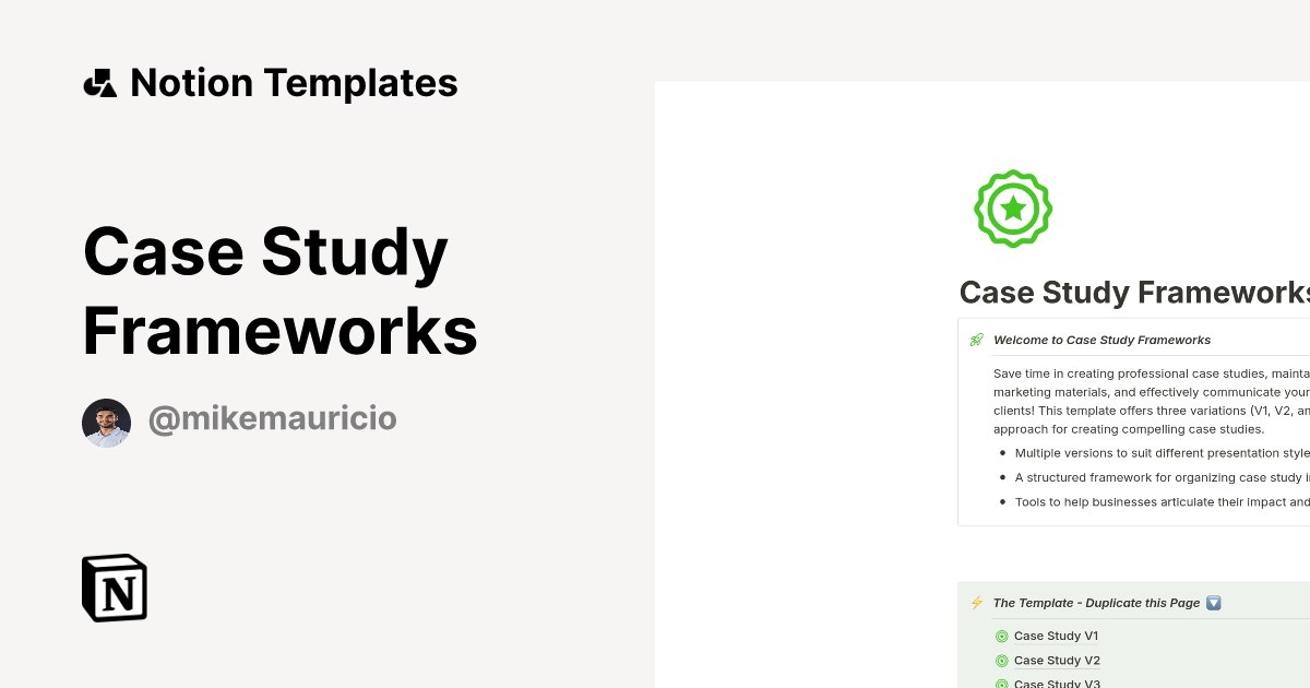 Case Study Frameworks Template | Notion Marketplace