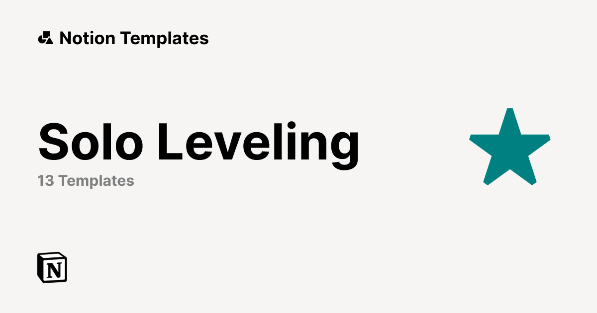 Solo Leveling Templates for Notion | Gamify Self-Improvement | Notion ...