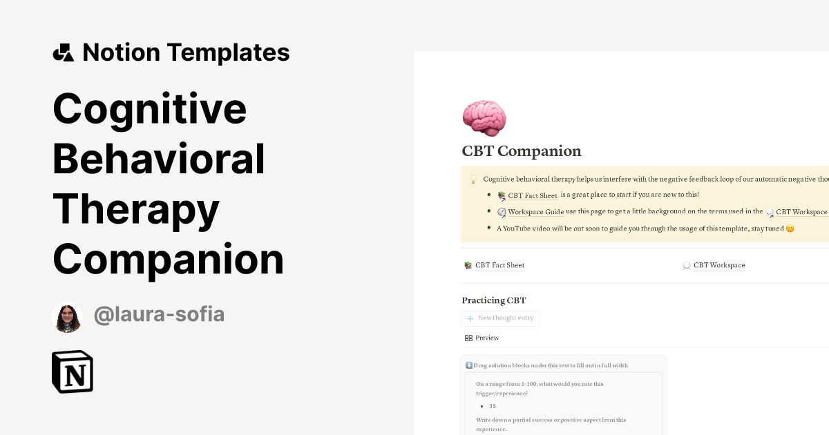 Cognitive Behavioral Therapy Companion Template | Notion Marketplace