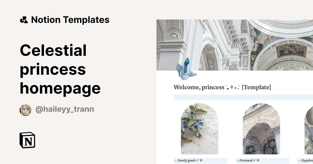 Celestial princess homepage Template | Notion Marketplace