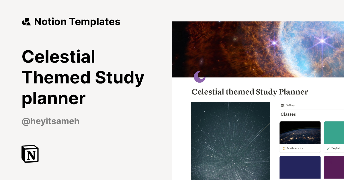 Celestial Themed Study planner Template by Amelia Charlena | Notion Marketplace