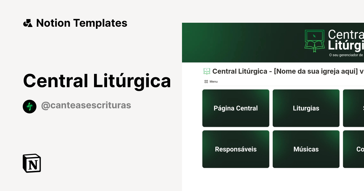 Central Litúrgica Template by Cante as Escrituras | Notion Marketplace