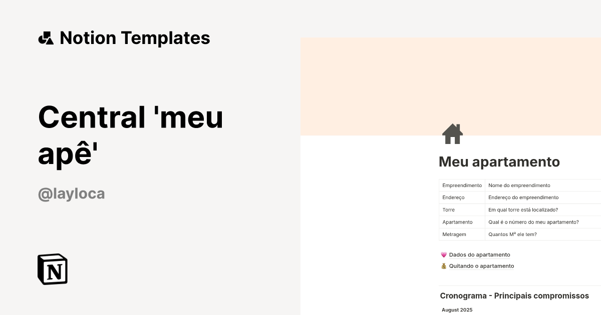 Central 'meu apê' Template | Notion Marketplace