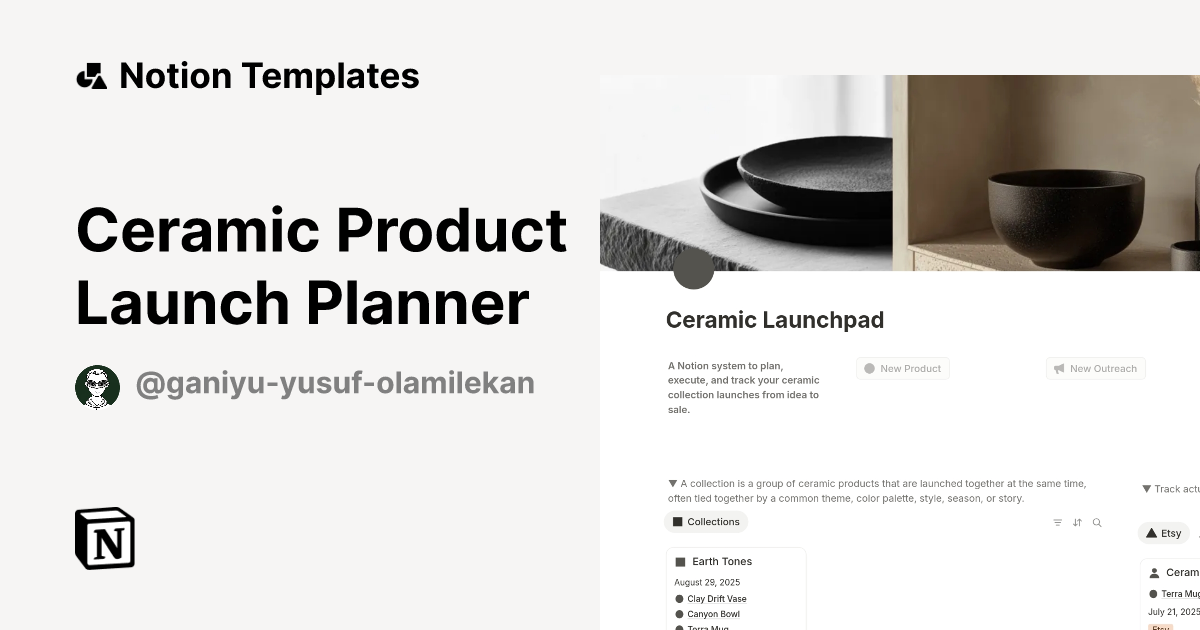 Ceramic Product Launch Planner Template | Notion Marketplace