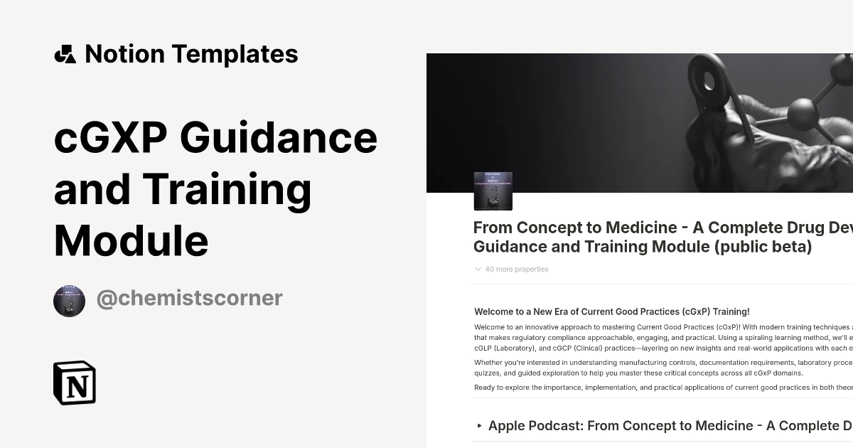 cGXP Guidance and Training Module Template by Jim Mitchell | Notion ...