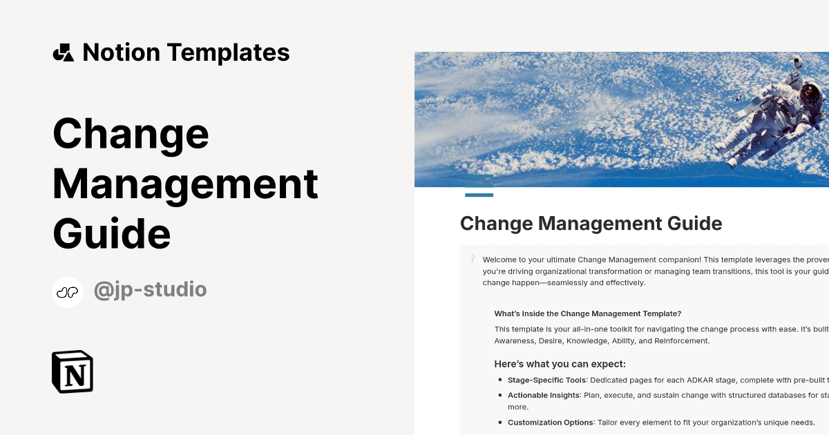 Change Management Guide Template by JP-Studio | Notion Marketplace