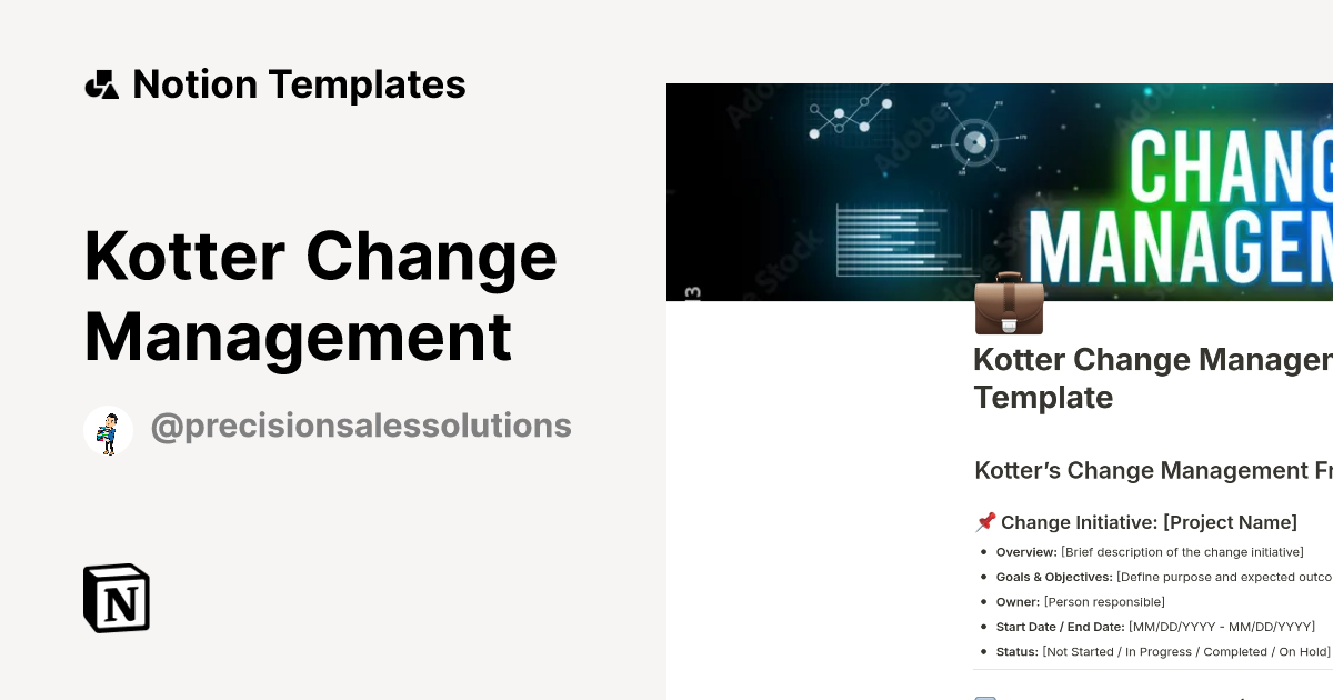 Kotter Change Management Template | Notion Marketplace