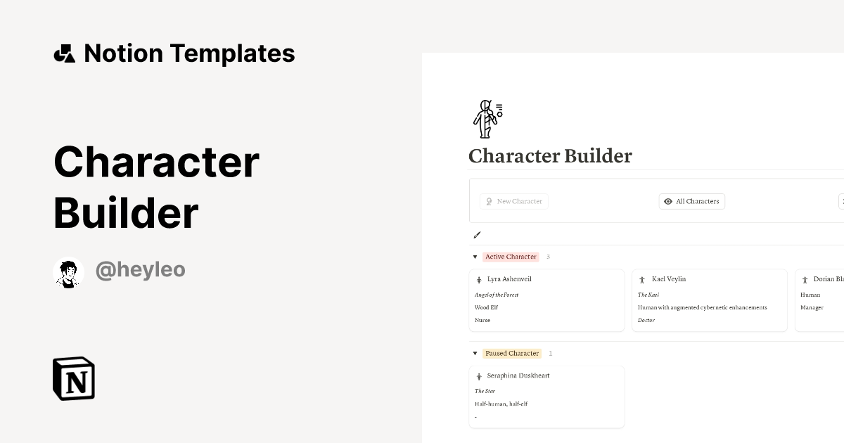 Character Builder Template | Notion Marketplace