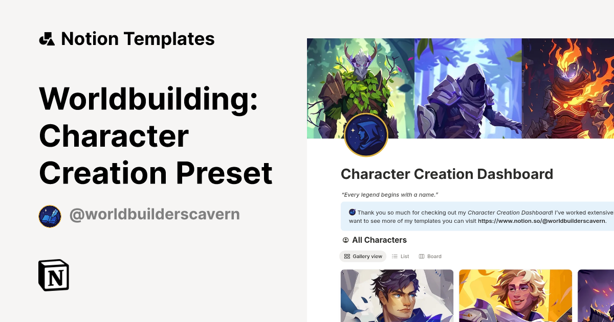 Worldbuilding: Character Creation Preset Template by Worldbuilder's ...