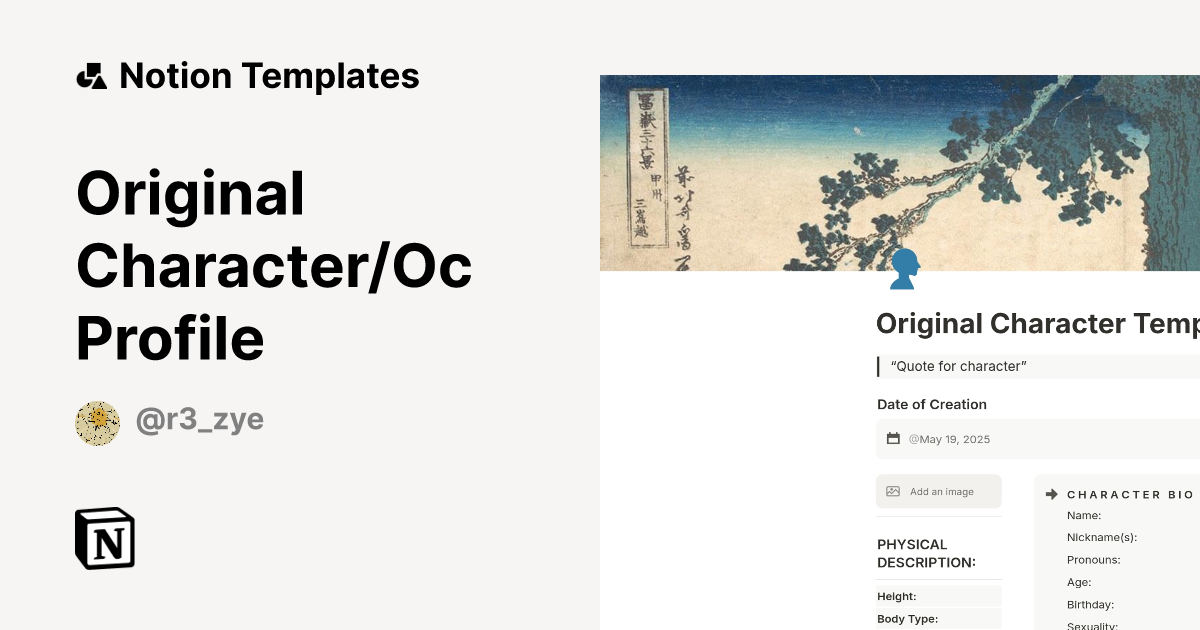 Original Character/Oc Profile Template | Notion Marketplace
