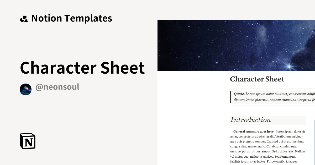 Character Sheet Template | Notion Marketplace