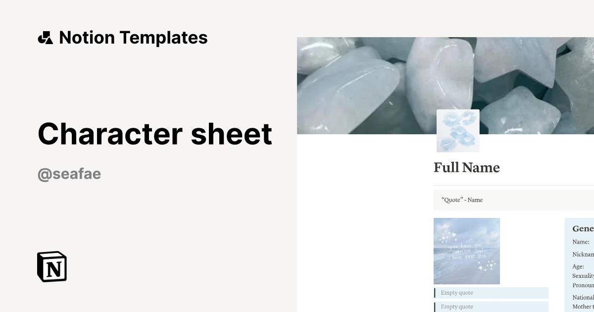Character sheet Template | Notion Marketplace