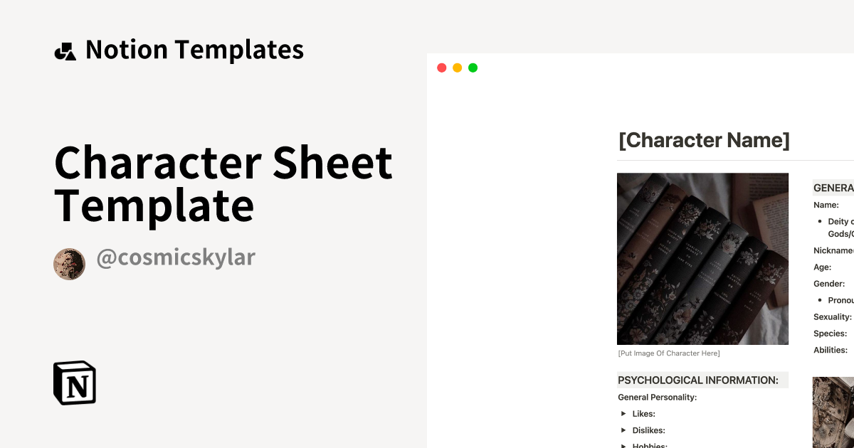 Character Sheet Template Template | Notion Marketplace