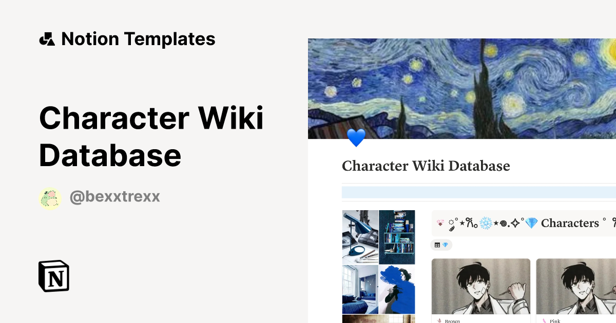 Character Wiki Database Template by BexxTrexx | Notion Marketplace