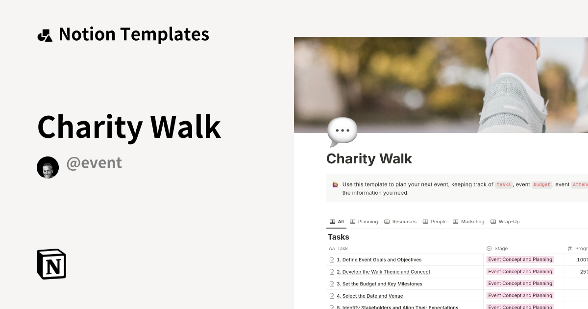 Charity Walk Template | Notion Marketplace