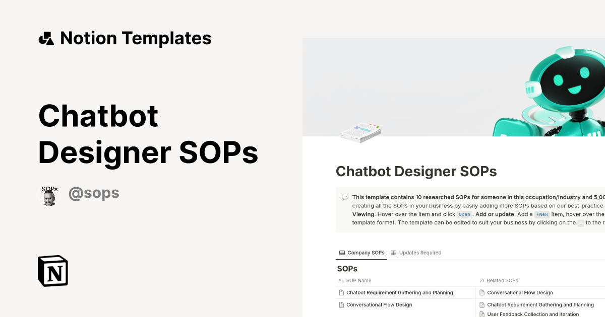 Chatbot Designer SOPs Template by SOPs | Notion Marketplace