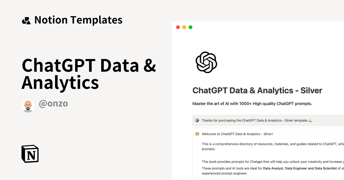 Chatgpt Data And Analytics Template Notion Marketplace