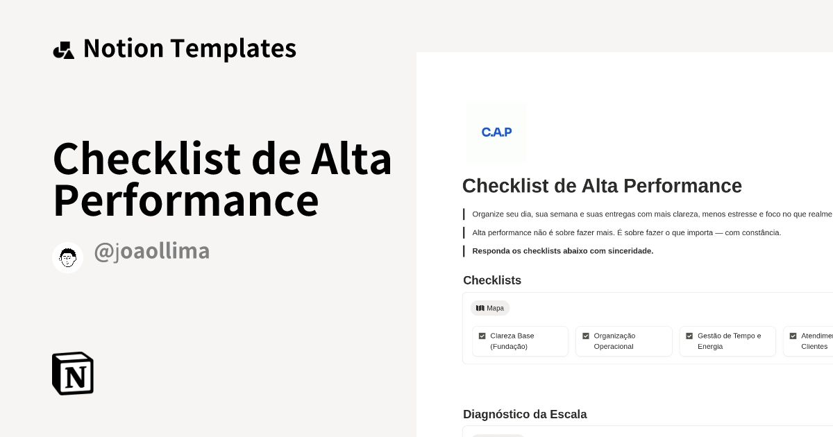 Checklist de Alta Performance Template by João Pedro | Notion Marketplace