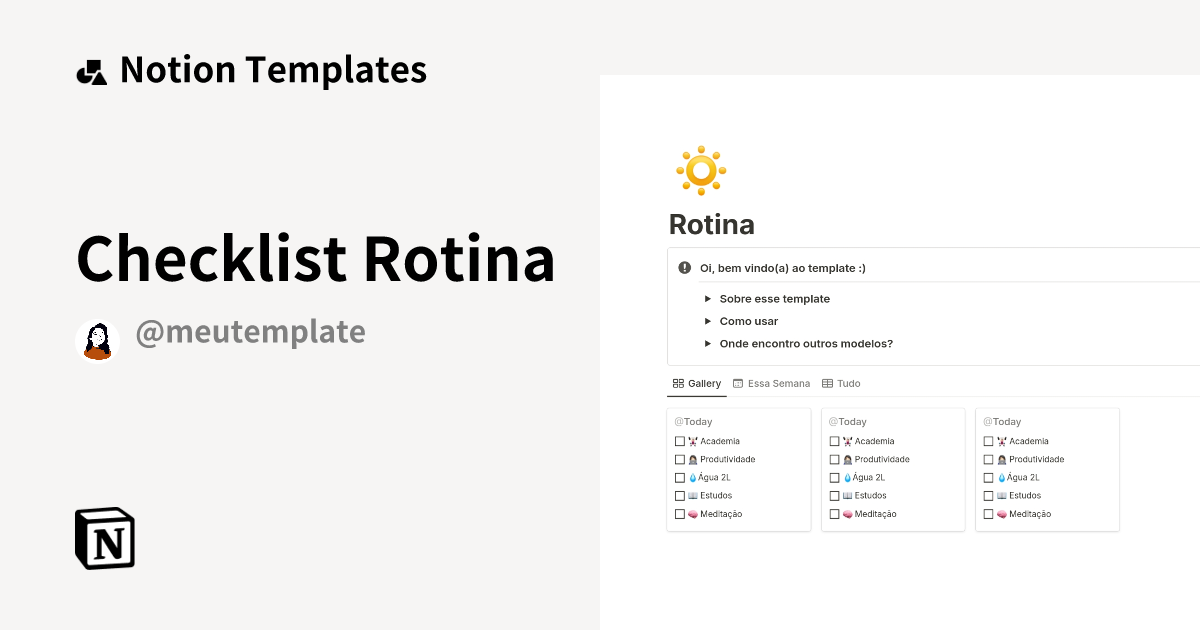 Checklist Rotina Template | Notion Marketplace