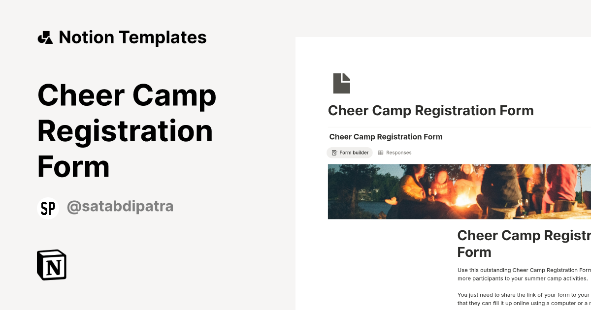 Cheer Camp Registration Form Template | Notion Marketplace