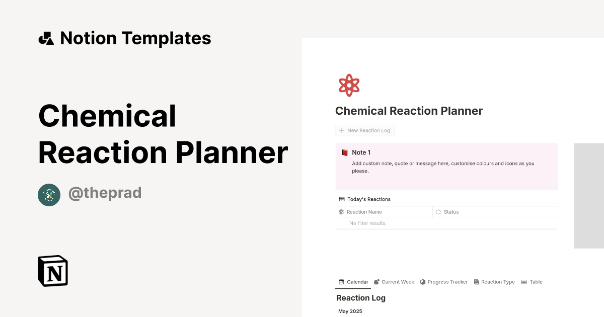 Chemical Reaction Planner Template | Notion Marketplace