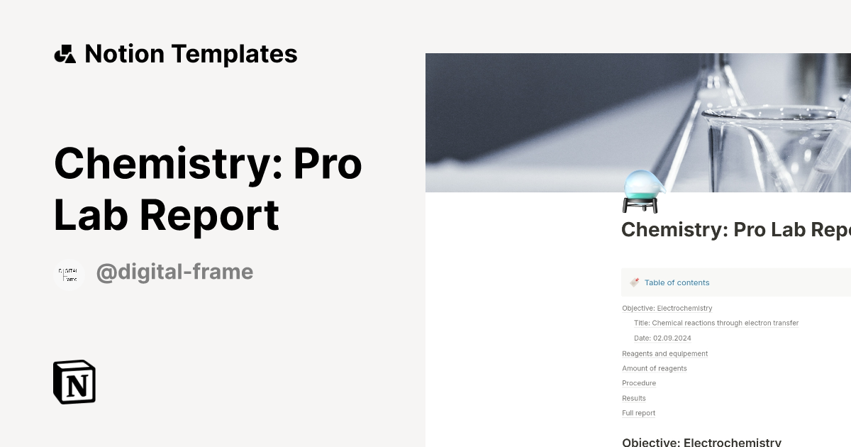 Chemistry: Pro Lab Report Template | Notion Marketplace