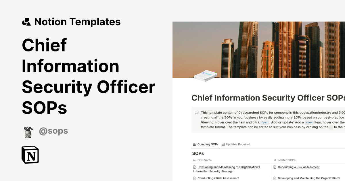 Chief Information Security Officer SOPs Template by SOPs | Notion ...