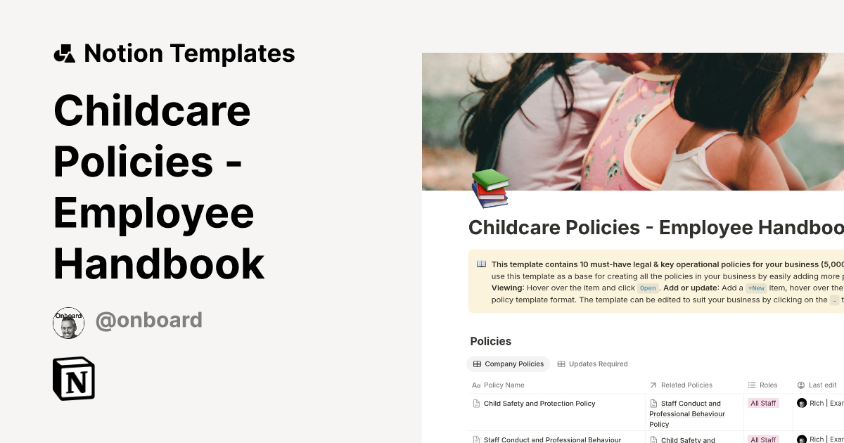 Childcare Policies - Employee Handbook Template by Onboarding ...