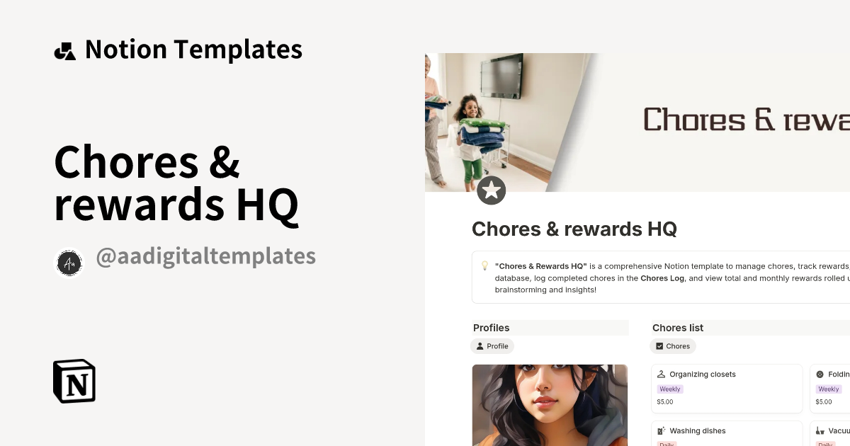 Chores & rewards HQ Template | Notion Marketplace