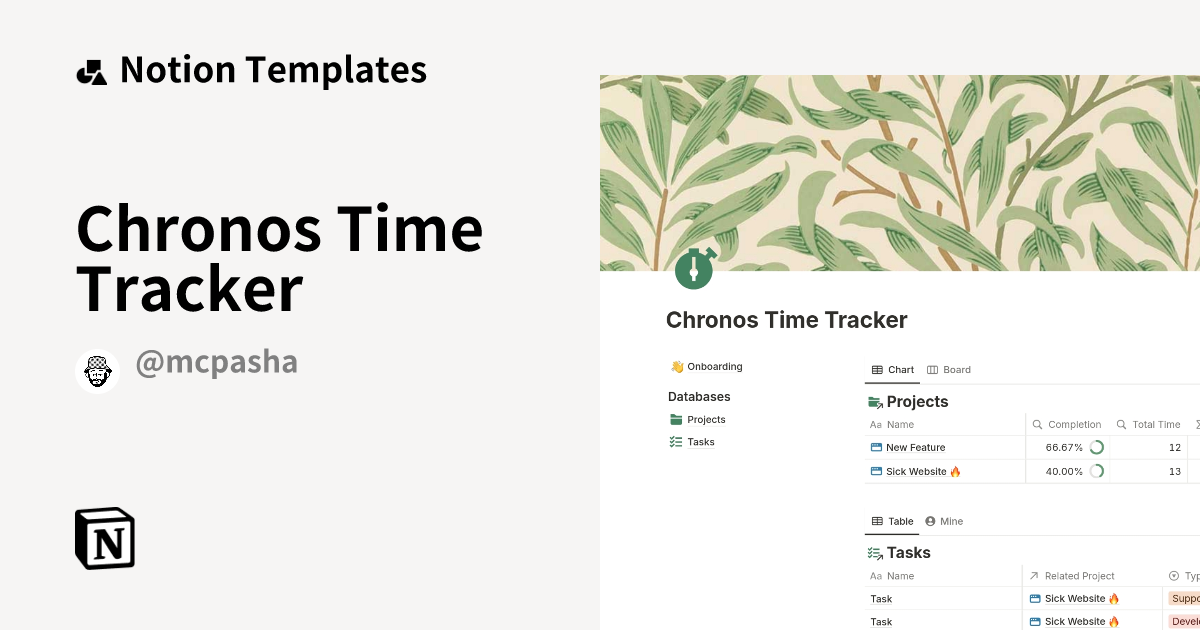 Chronos Time Tracker Template by Pasha | Notion Marketplace