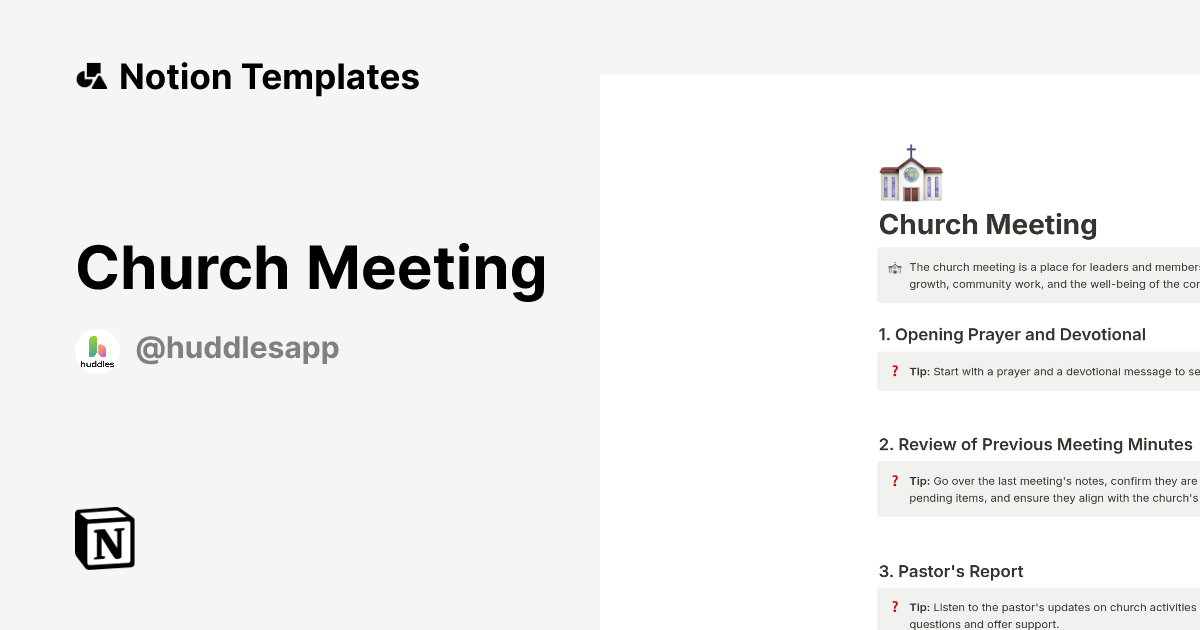 Church Meeting Template by Huddles.app | Notion Marketplace