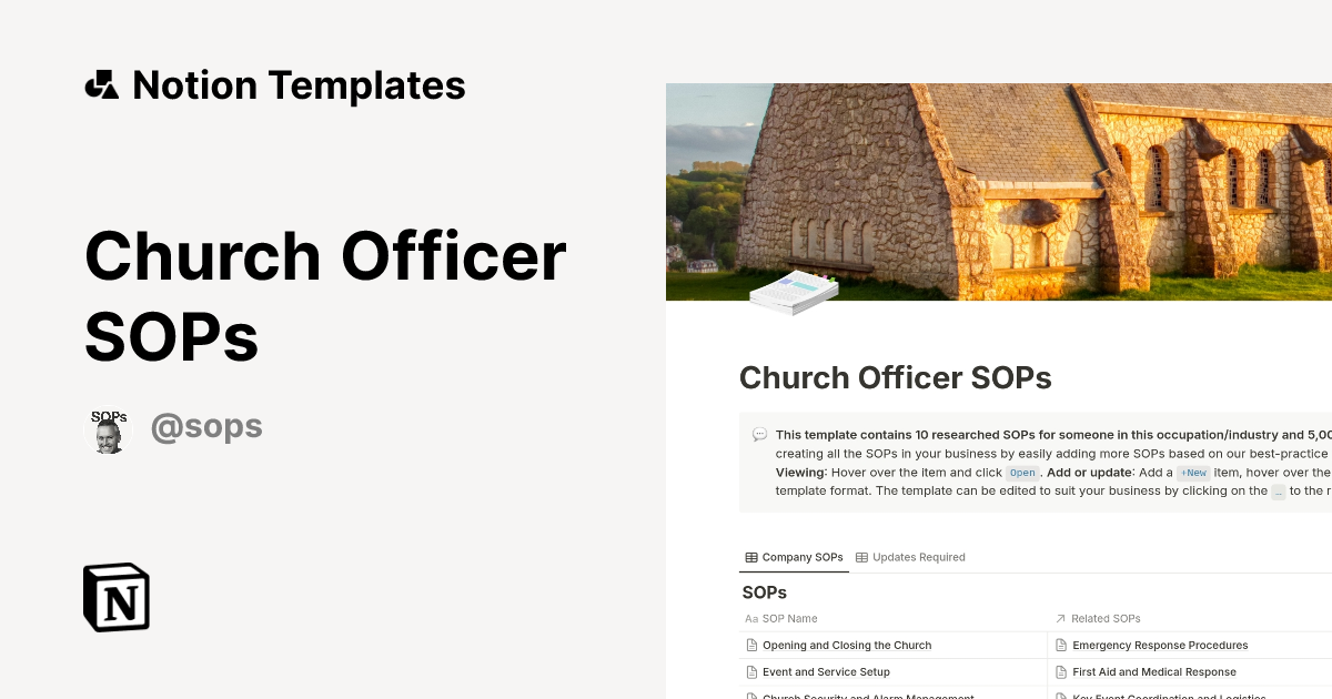 Church Officer SOPs Template by SOPs | Notion Marketplace