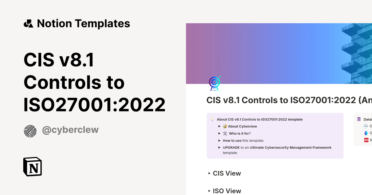 CIS v8.1 Controls to ISO27001:2022 Template | Notion Marketplace