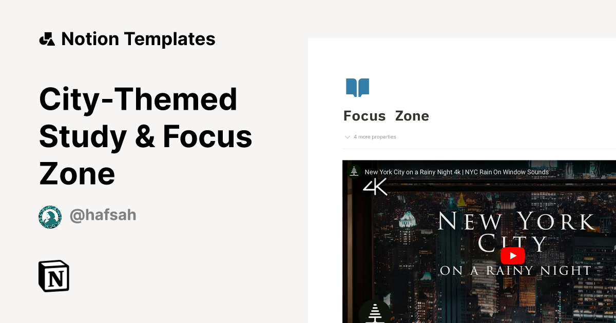 City-Themed Study & Focus Zone Template | Notion Marketplace