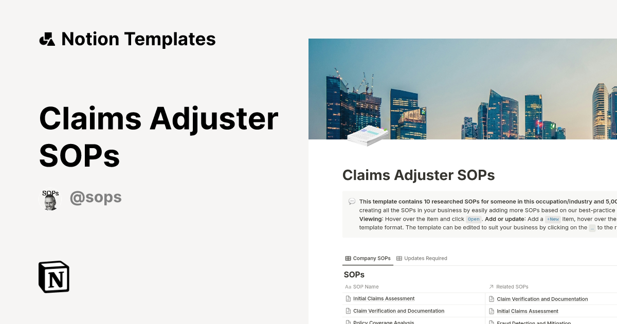 Claims Adjuster SOPs Template | Notion Marketplace