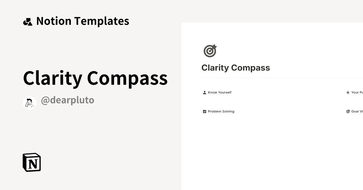 Clarity Compass Template by dearpluto | Notion Marketplace