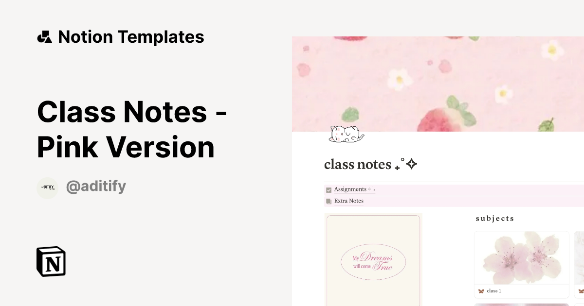 Class Notes - Pink Version Template | Notion Marketplace