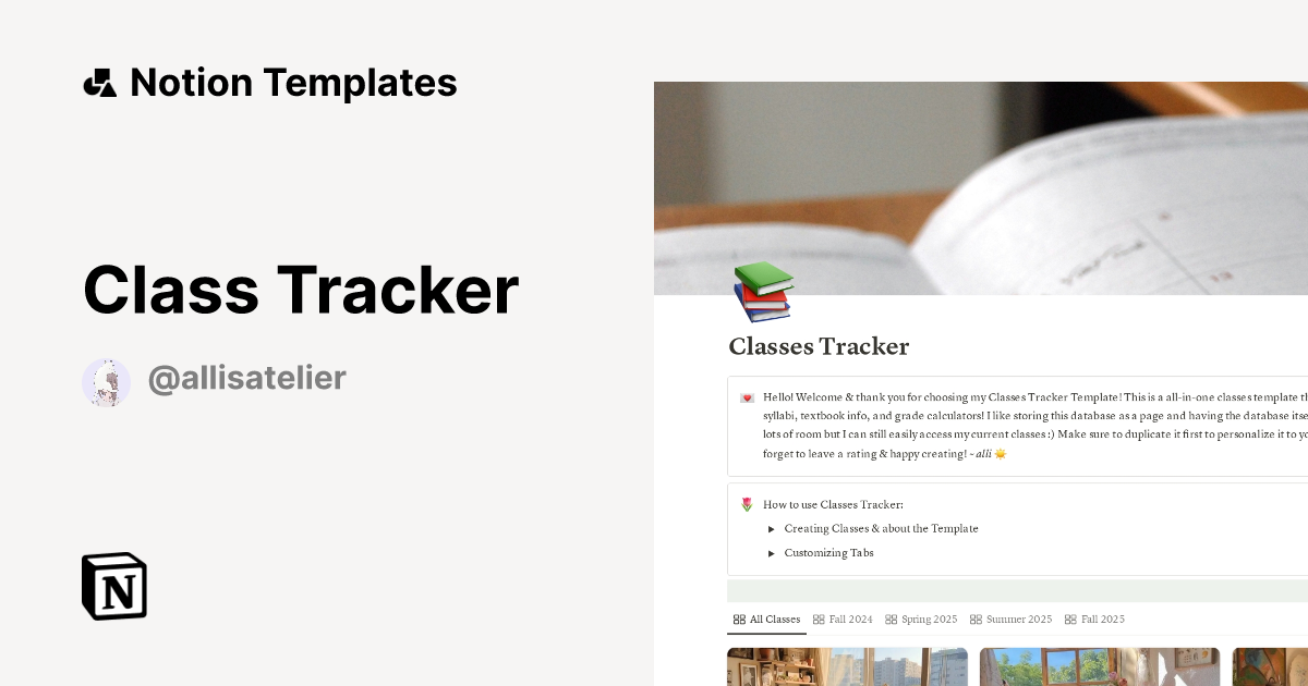 Class Tracker Template | Notion Marketplace
