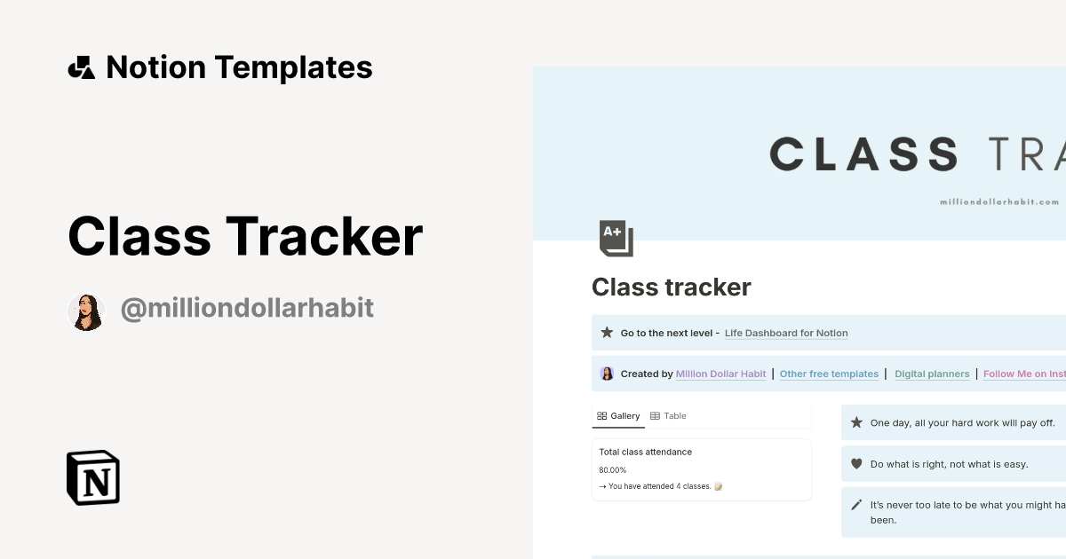 Class Tracker Template | Notion Marketplace