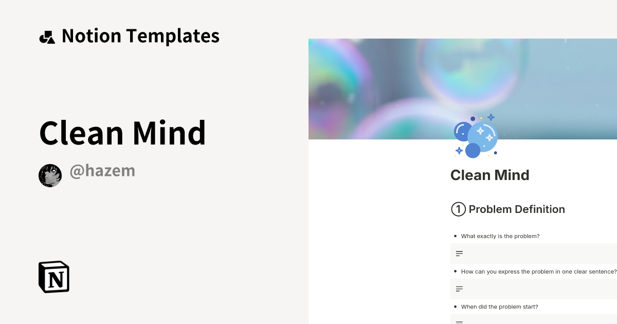 Clean Mind Template | Notion Marketplace