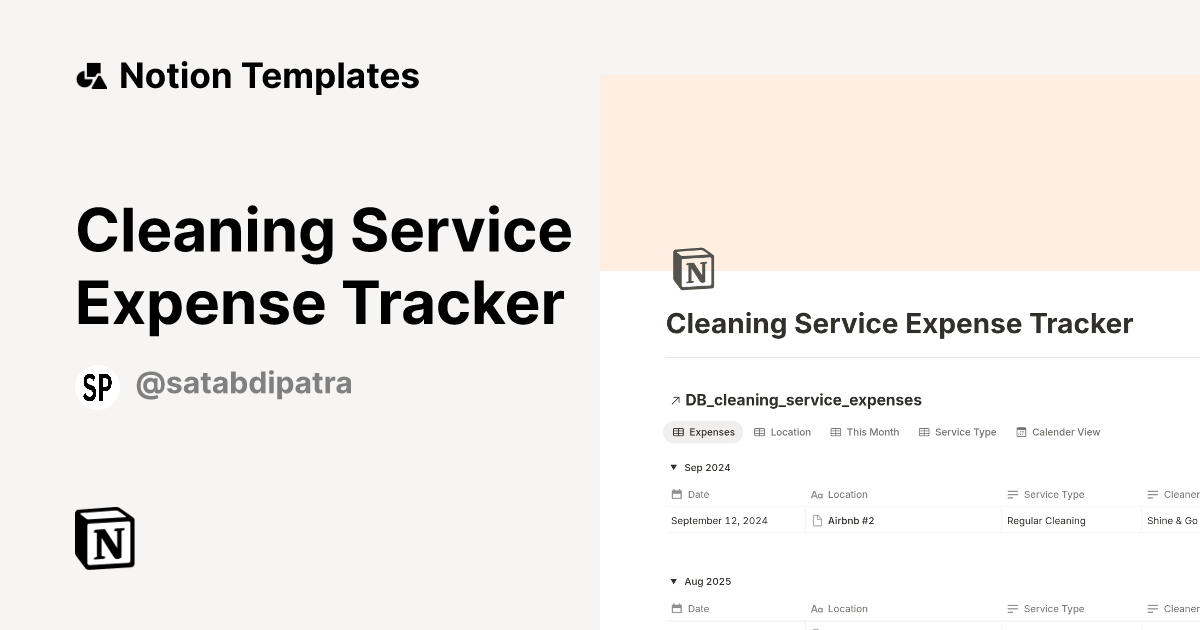 Cleaning Service Expense Tracker Template | Notion Marketplace