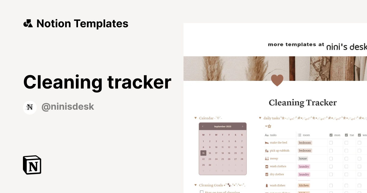 Cleaning tracker Template | Notion Marketplace