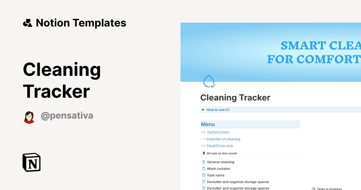Cleaning Tracker Template | Notion Marketplace