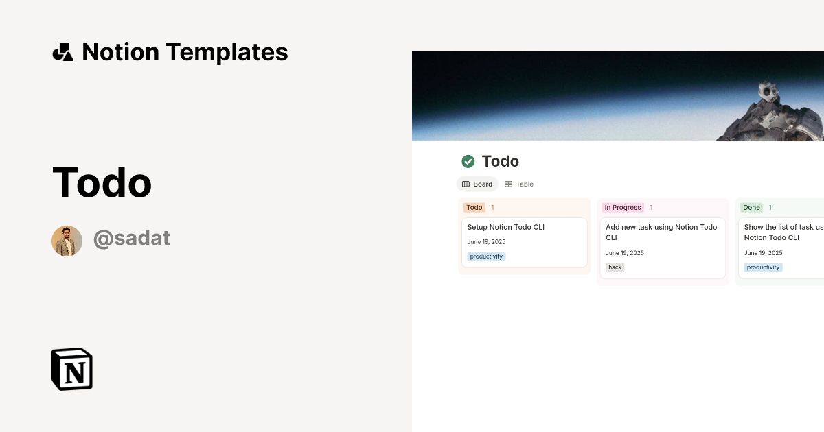 Todo Template by Sadat Sayem | Notion Marketplace